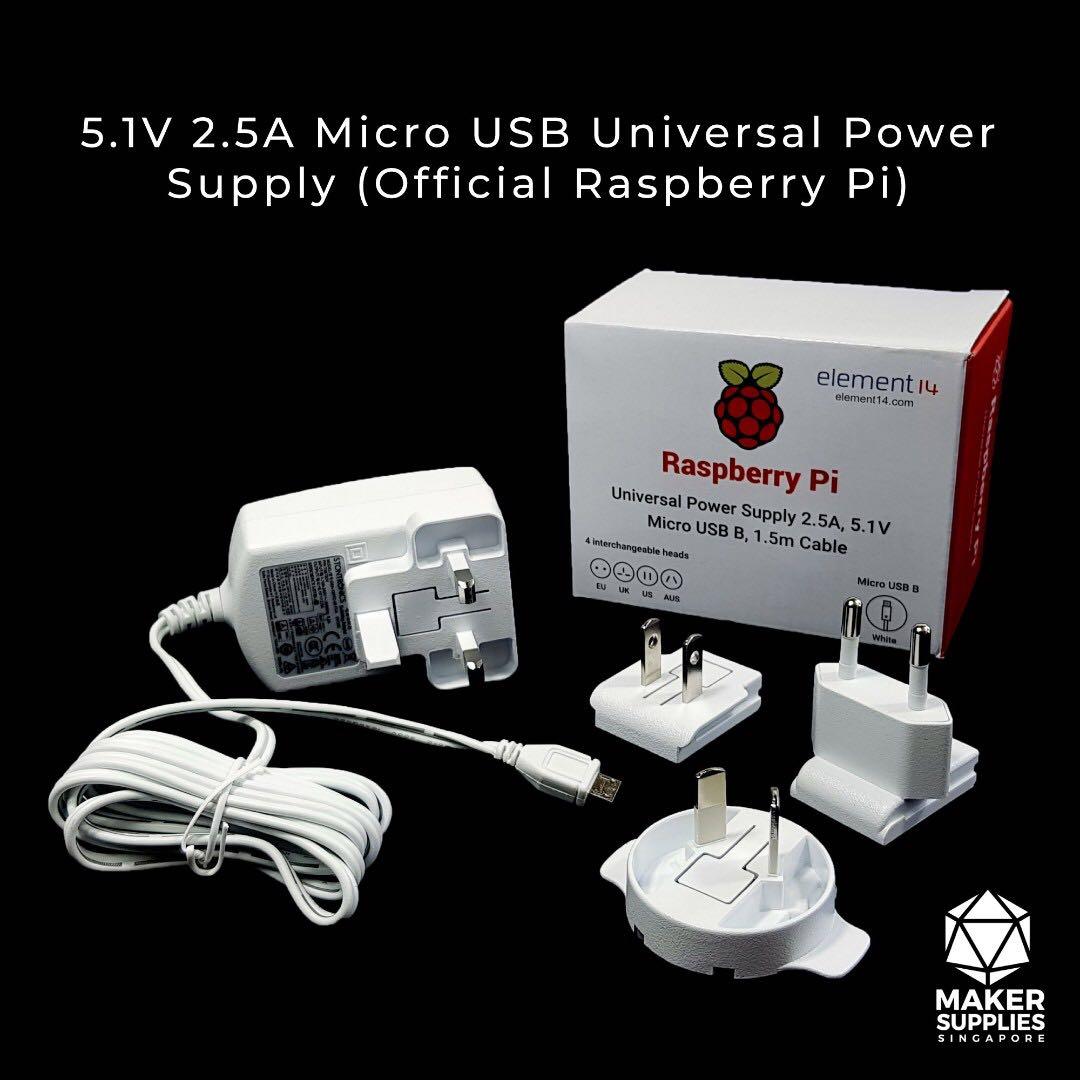 5.1V 2.5A Micro USB Universal Power Supply (Official Raspberry Pi) RPI ...