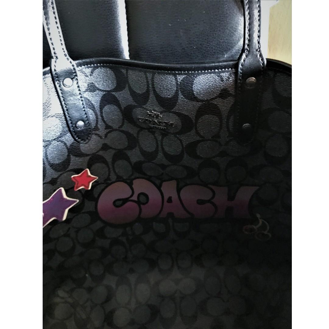 [Authentic] Coach Reversible Tote in Signature Canvas with Graffiti ...