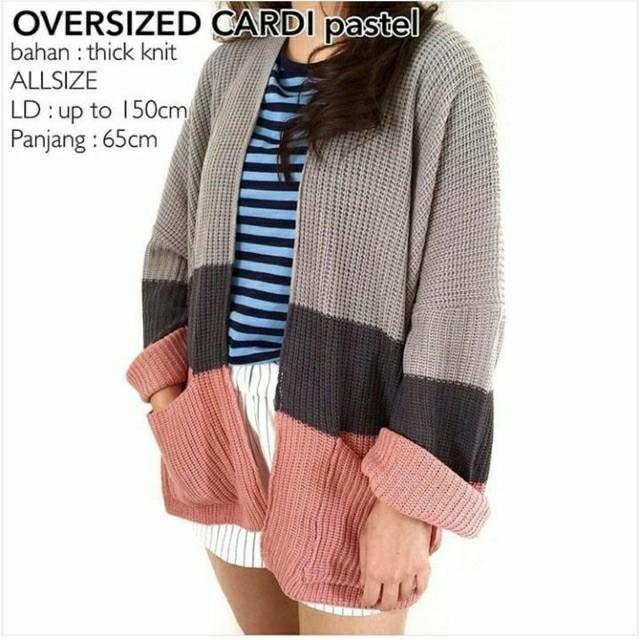 Cardi oversize pastel, Fesyen Wanita, Pakaian Wanita, Baju Luaran di Carousell