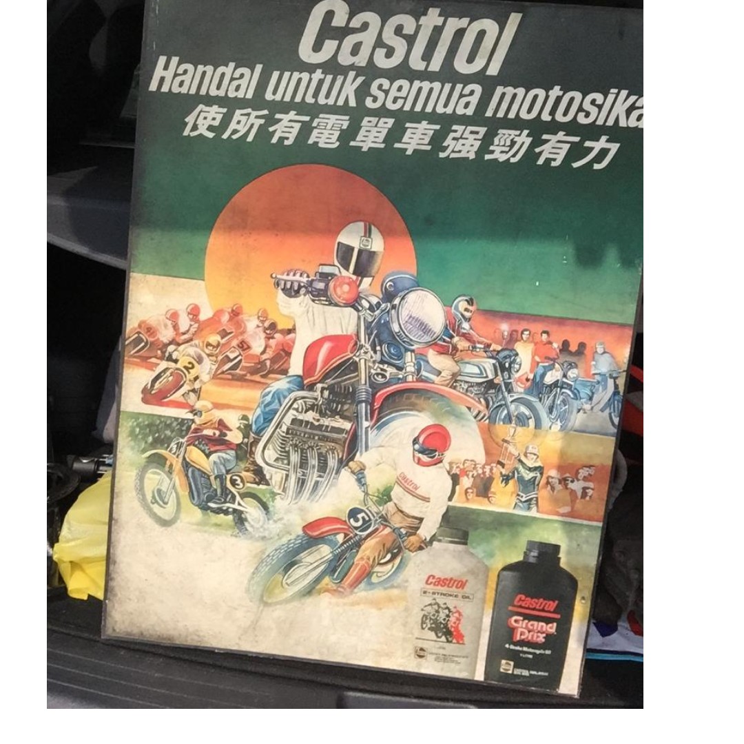 Castrol Vintage motorcycle poster, Hobbies & Toys, Collectibles ...