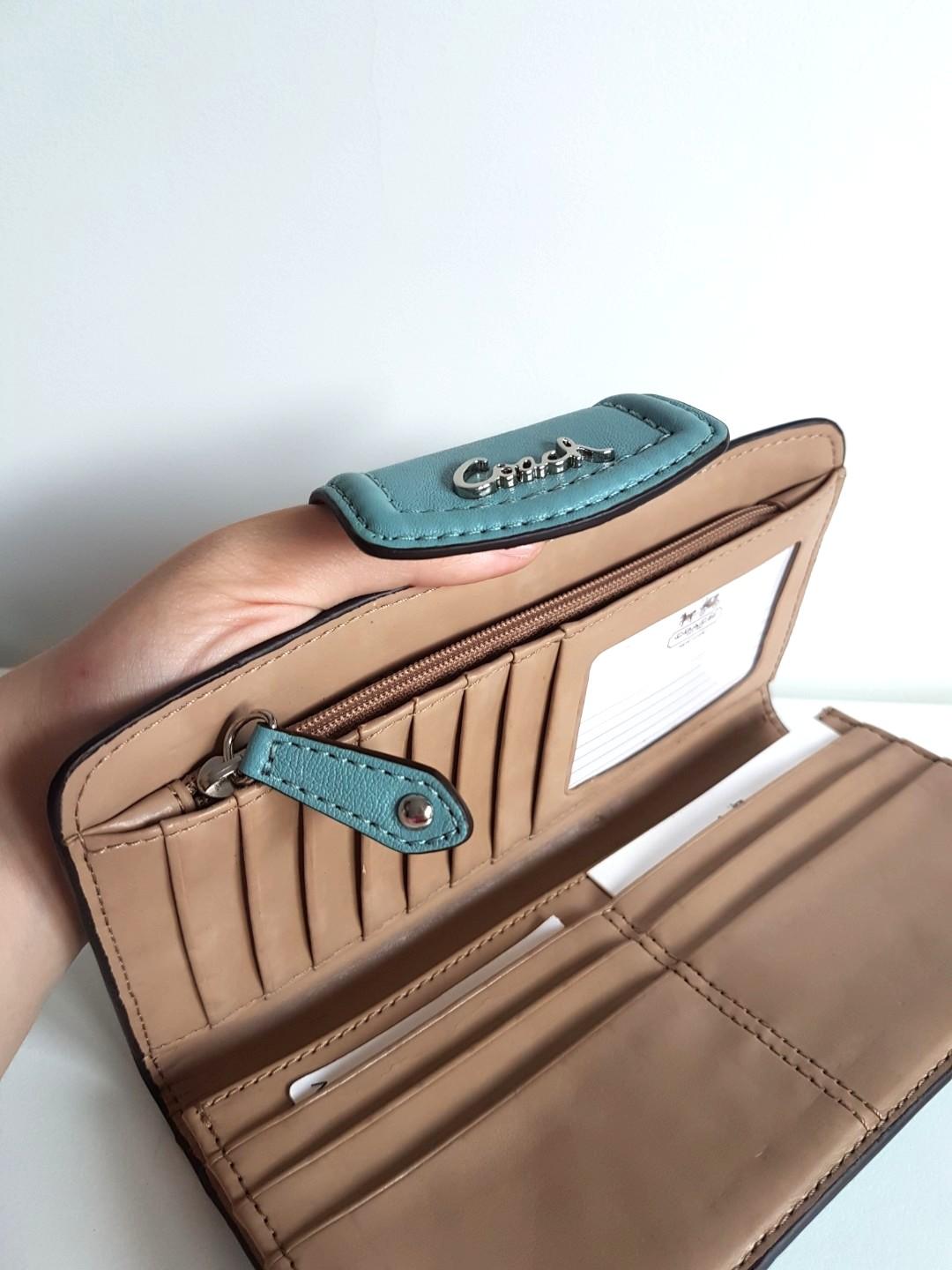 Coach Wallet Robin's Egg blue, Luxury, Bags & Wallets on Carousell
