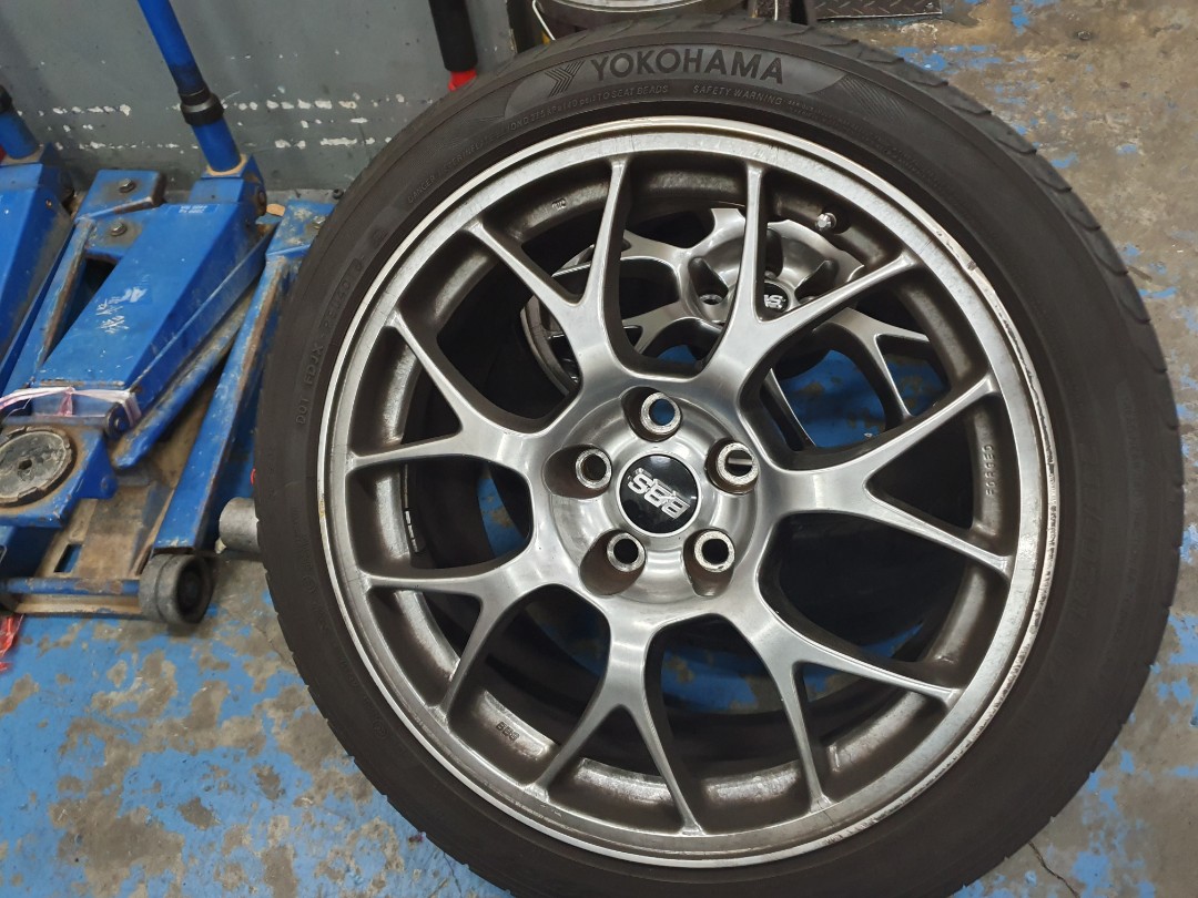 Evo x stock BBS rims, Car Accessories, Tyres & Rims on Carousell
