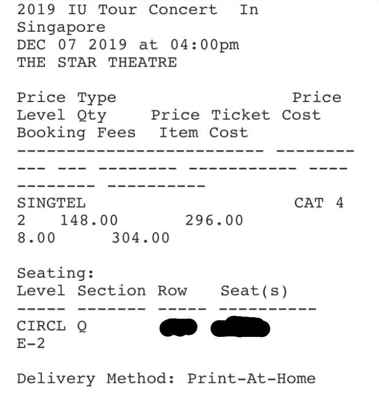 IU ticket concert in Singapore on December 2019!!, Tickets & Vouchers ...