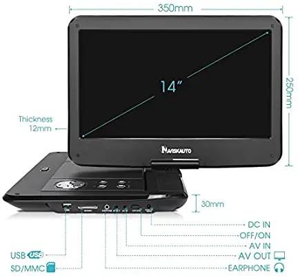 NAVISKAUTO 14" PORTABLE DVD PLAYER (support USB/SDcard), Audio ...