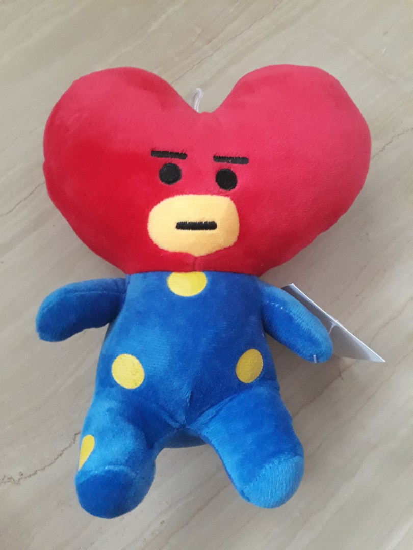 New cute red colour heart shape line friends bts bt21 tata soft plush ...