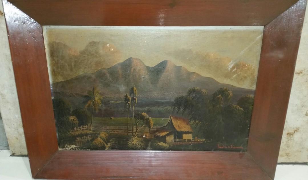 Old Oil Painting by Indonesia Artist Fredrick Kasenda...'Mountain View ...