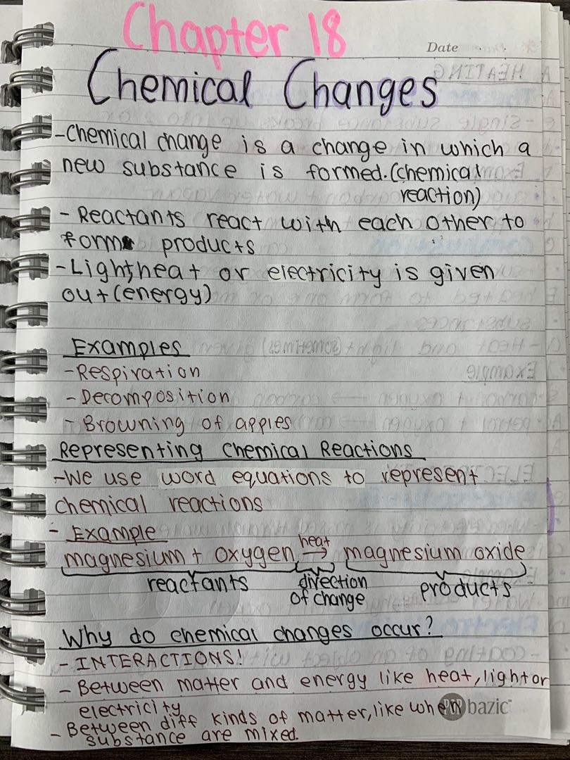 Chemical Change Examples Chemistry