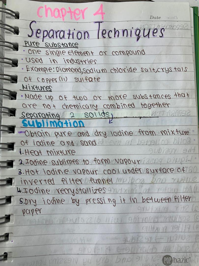 Sec 2 Express Chemistry Chapter 4(Separation Techniques) notes, Hobbies ...