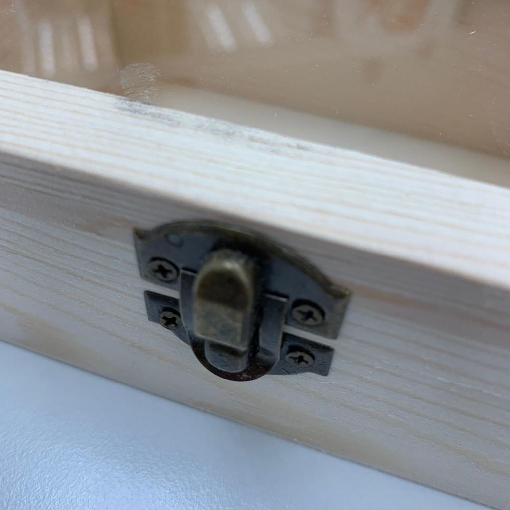 Wooden Chest Box Rectangle w See Through Glass and Metal Latch, Design ...