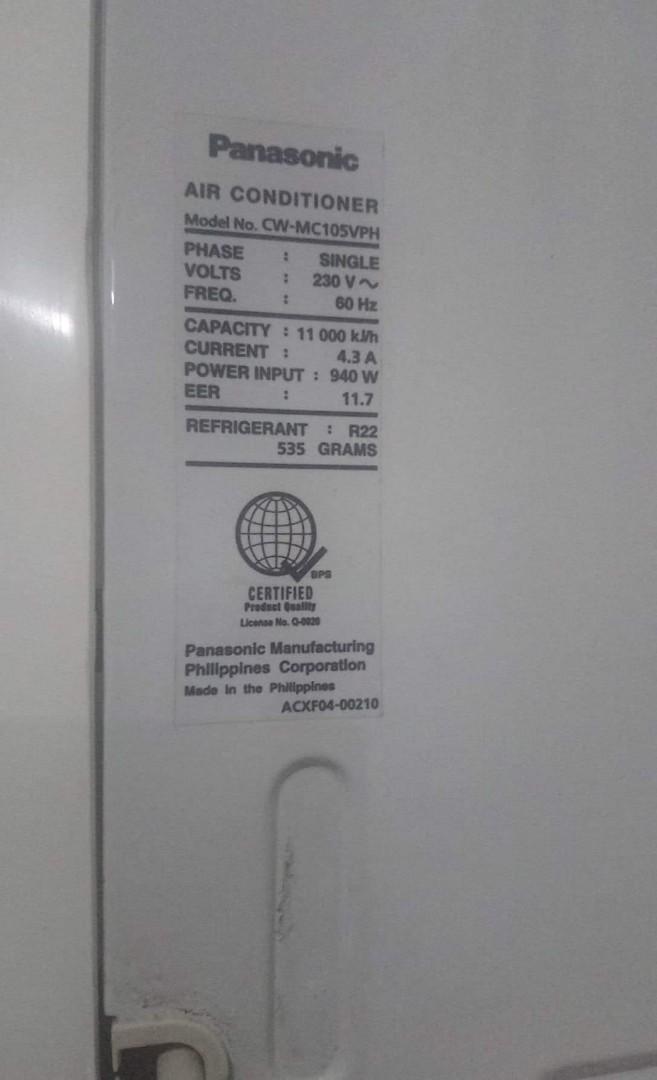Panasonic Aircon 1HP, TV & Home Appliances, Air Conditioning and ...