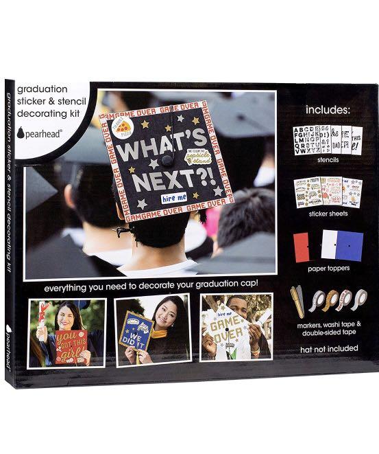 Pearhead Graduation Cap Decorating Kit with Stencils, Stickers, Washi ...