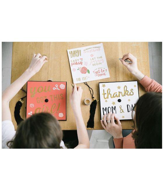 Pearhead Graduation Cap Decorating Kit with Stencils, Stickers, Washi ...