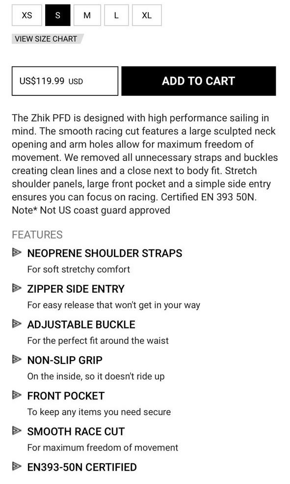 ZHIK life jacket / Sailing PFD(Personal Floating Device), Sports ...