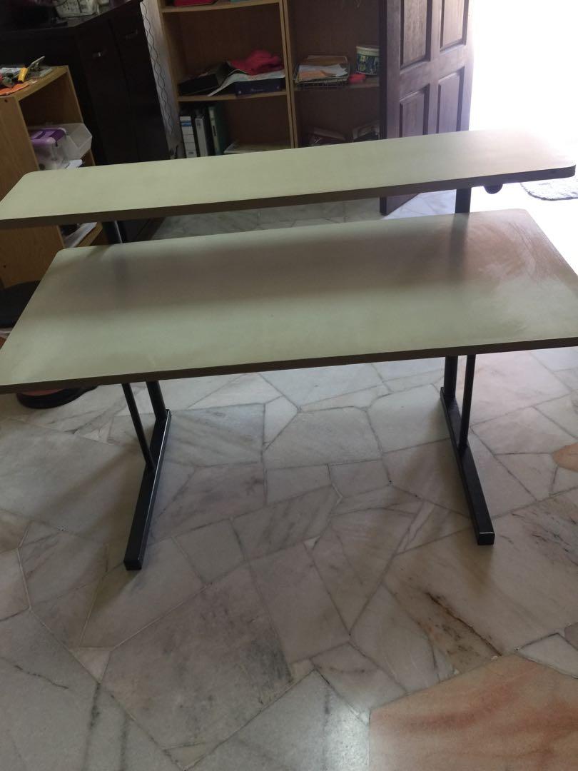 Double layer computer table, Furniture & Home Living, Furniture, Tables ...