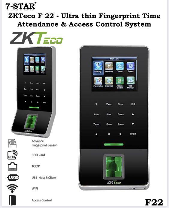 F22/F28 ZKT Ultra-Slim Fingerprint Time Attendance & Access Card ...