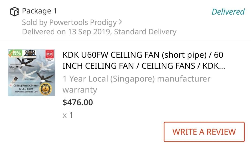 KDK ceiling fan with light, Furniture & Home Living, Lighting & Fans ...