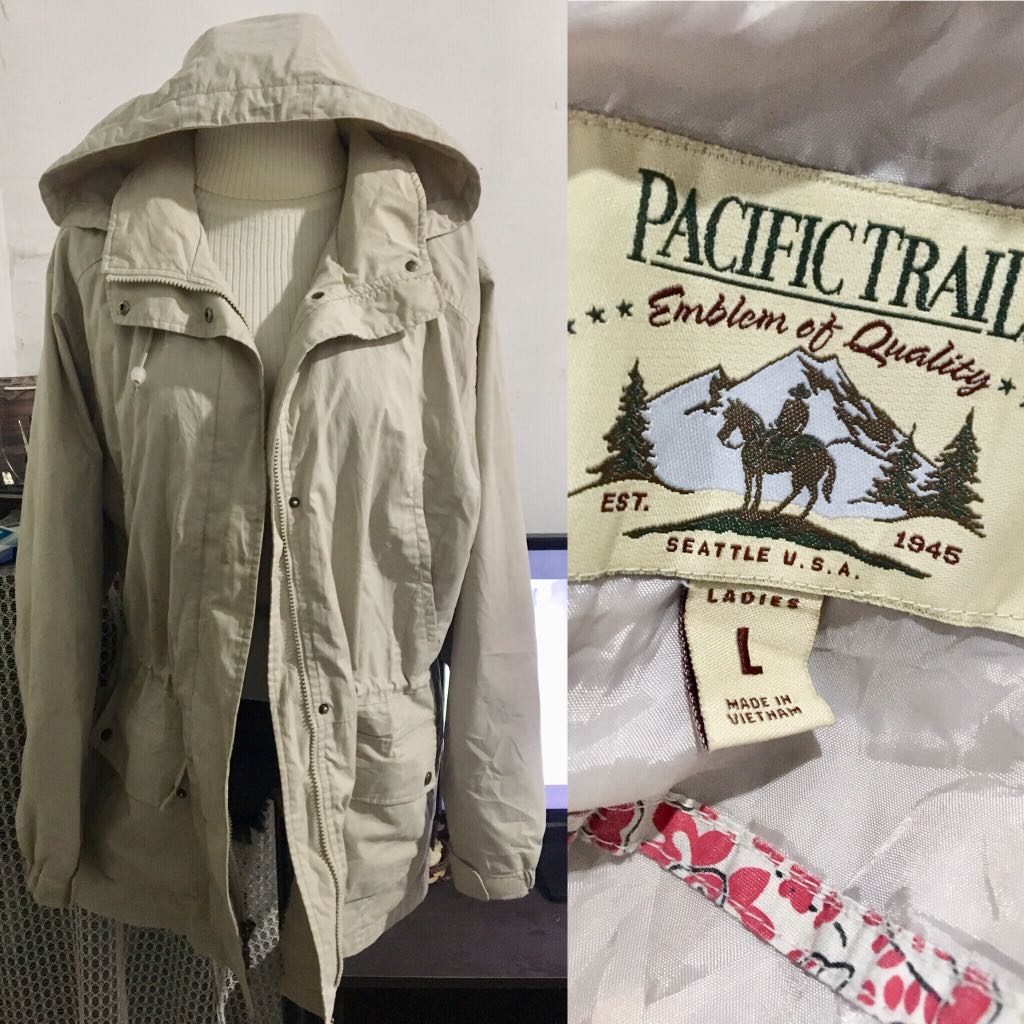 Pacific trail khaki color parka with hood, Women's Fashion, Coats ...