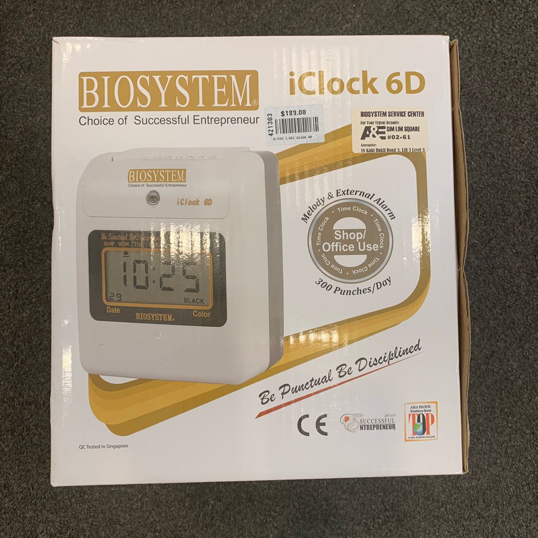 Biosystem iClock 6D - punch in out card for workplace, Computers & Tech ...