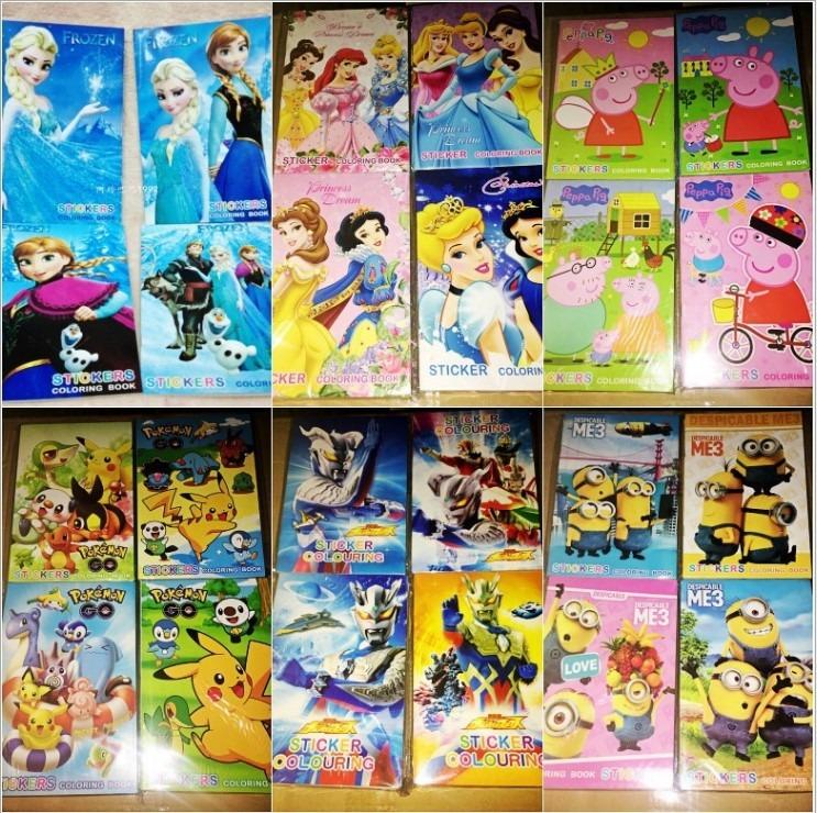 Disney Cartoon Sticker Coloring Colouring Book Buku Mewarna, Hobbies ...