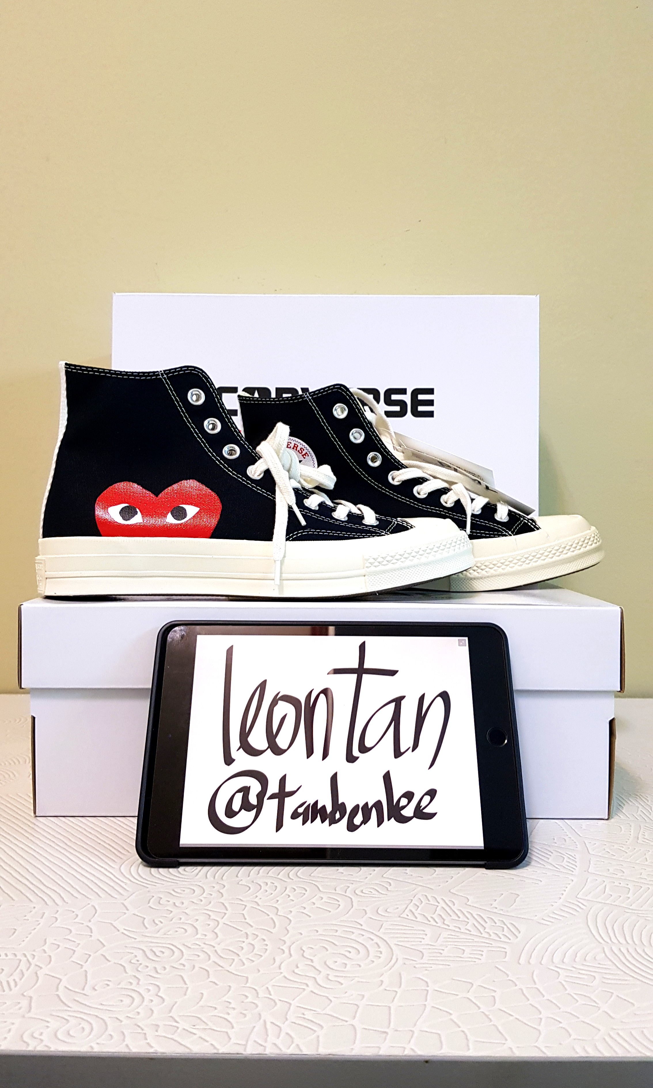 Original CDG Converse Black Hi Top, Men's Fashion, Footwear, Sneakers ...