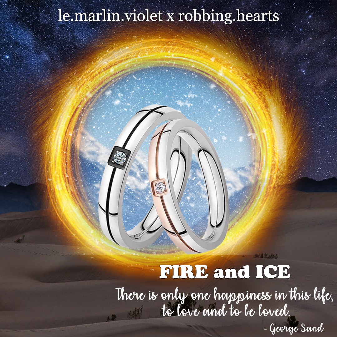[PO] Customise Engrave Fire and Ice Couple Rings Stainless Steel, Women ...