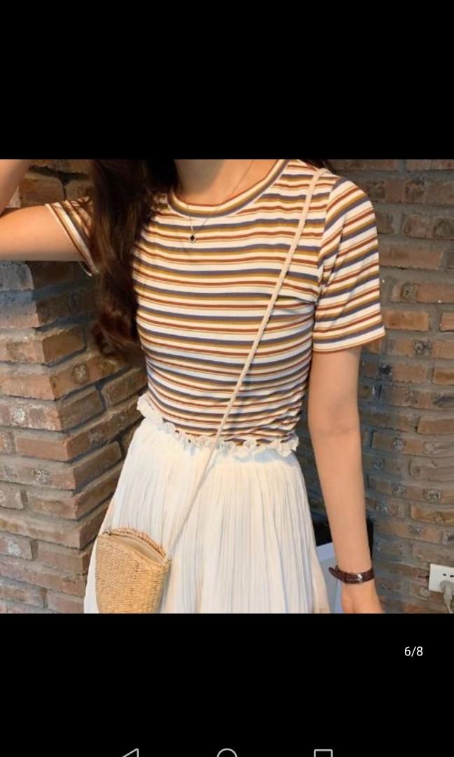 simple basic striped top ! [PRE-ORDER], Women's Fashion, Tops, Other ...