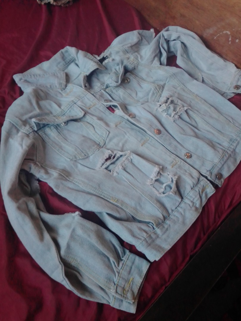 Tattered Denim Jacket, Women's Fashion, Coats, Jackets and Outerwear on ...