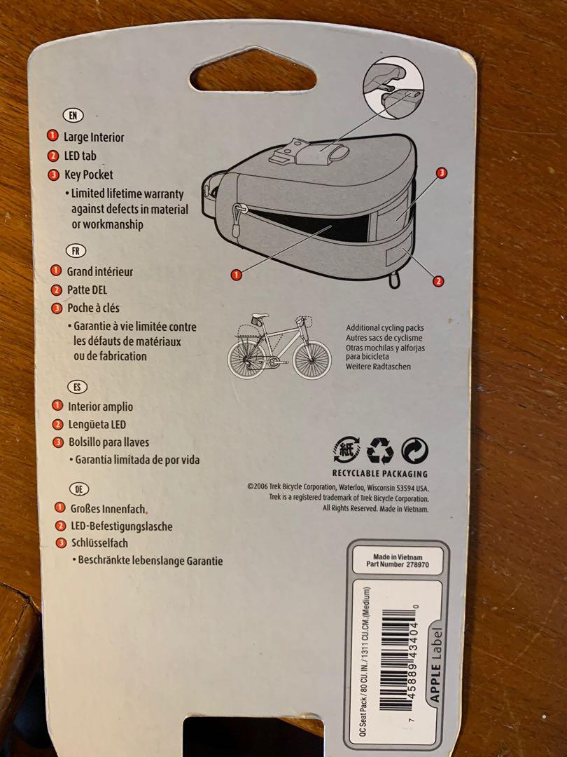 Trek large saddle pack quick cleat attachment, Sports Equipment ...