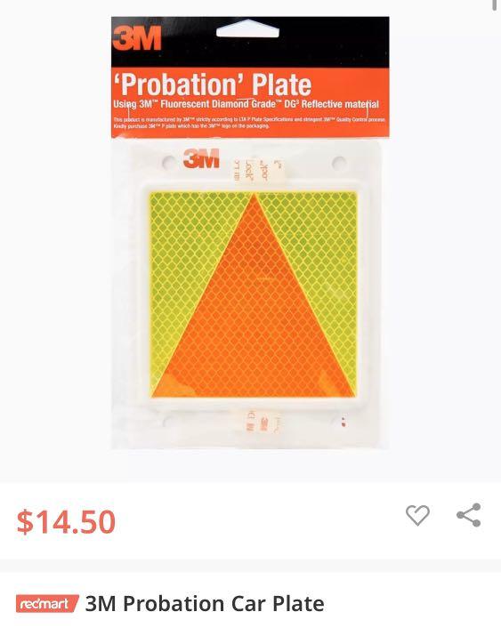 3M Probation Car Plate, Car Accessories, Accessories on Carousell