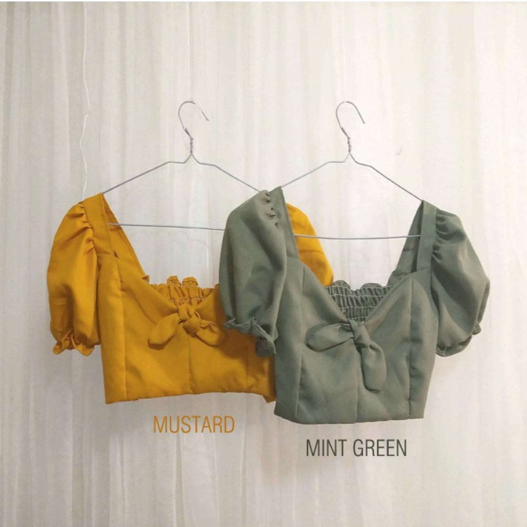 Jessica Puff Crop Top, Women's Fashion, Tops, Sleeveless on Carousell
