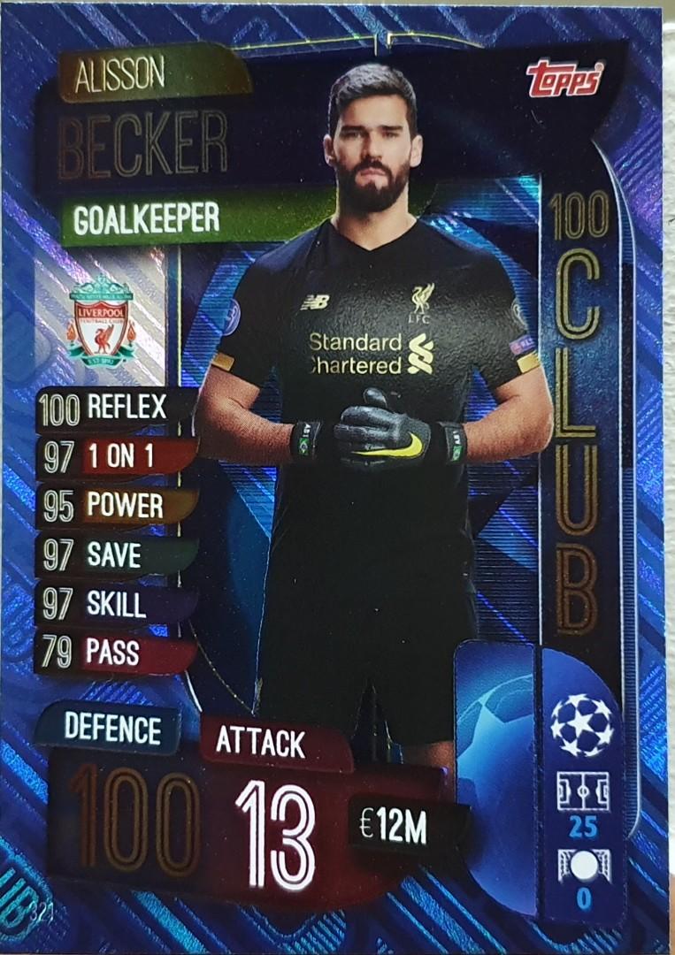 Match Attax Season 19/20 Alisson Becker 100 CLUB, Hobbies & Toys, Toys ...