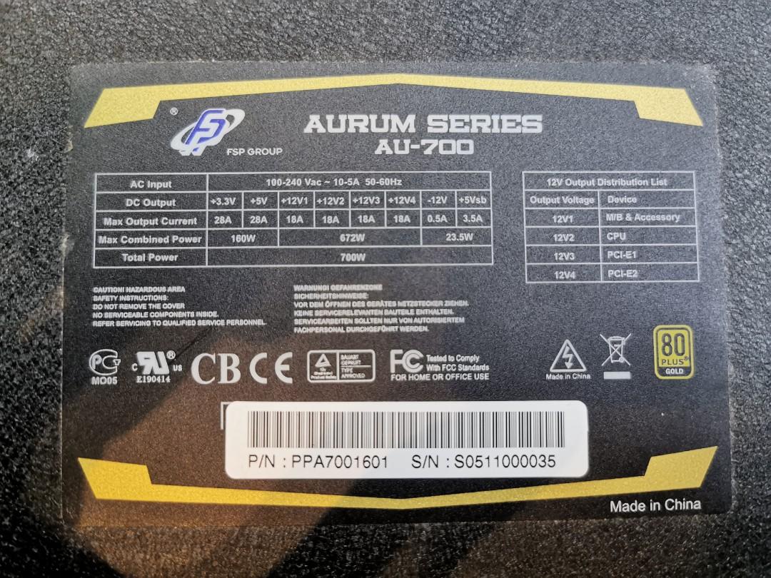 PSU 700W Power Supply Unit 80 Gold Plus, Computers & Tech, Parts ...