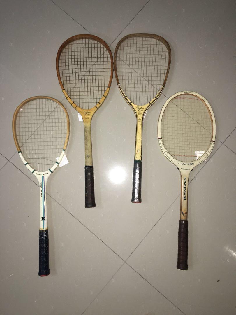 RARE old tennis racket raket kayu lama, Sports Equipment, Sports ...