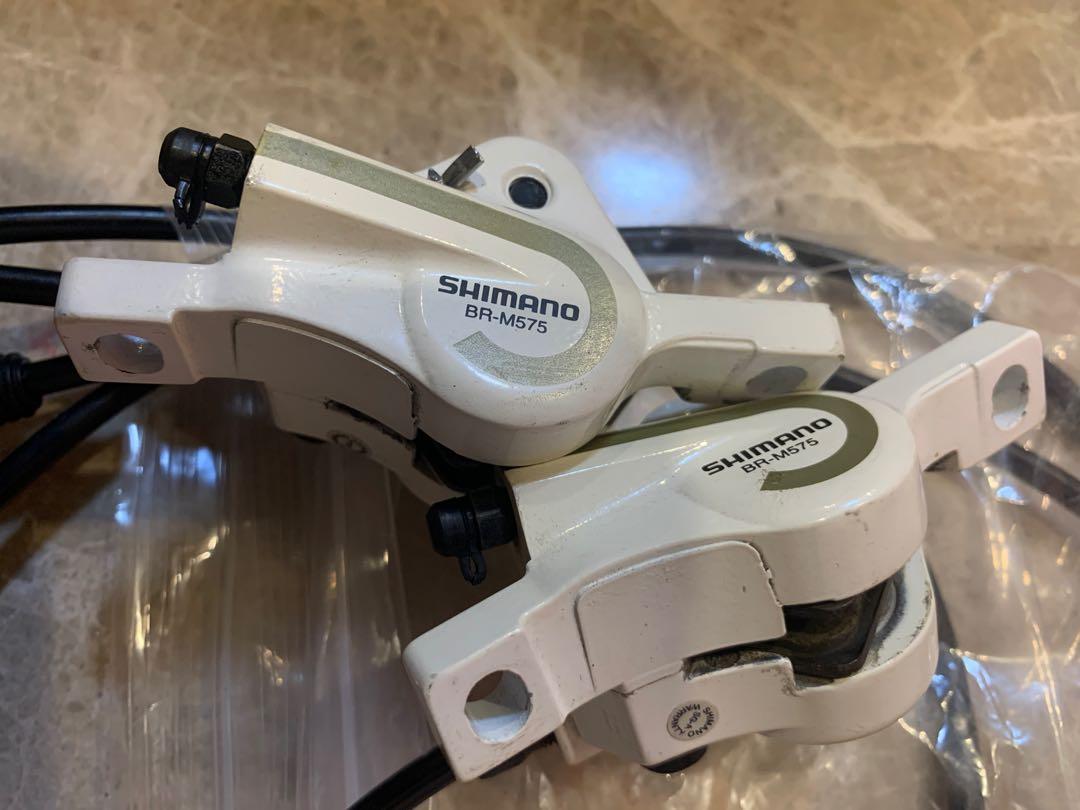 Shimano BR-M575 white hydraulic disc brakes - levers and calipers only ...