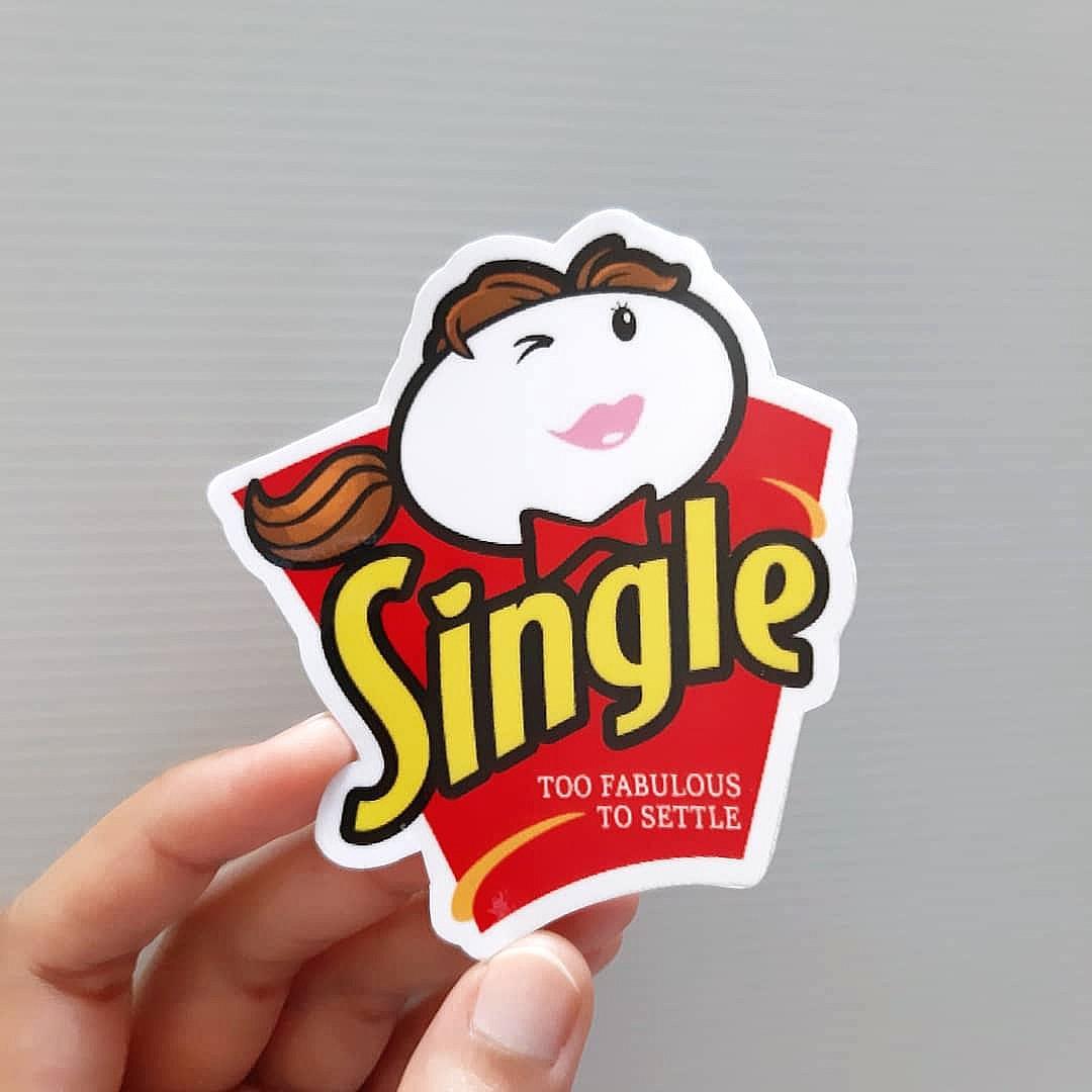 SINGLE (female version - Pringles parody) vinyl sticker, Hobbies & Toys ...