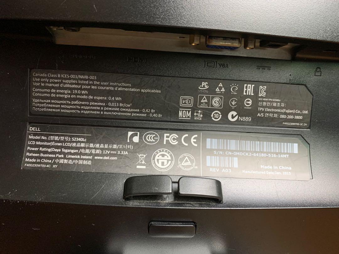 23” Used Dell S2340L Monitor, Computers & Tech, Parts & Accessories ...