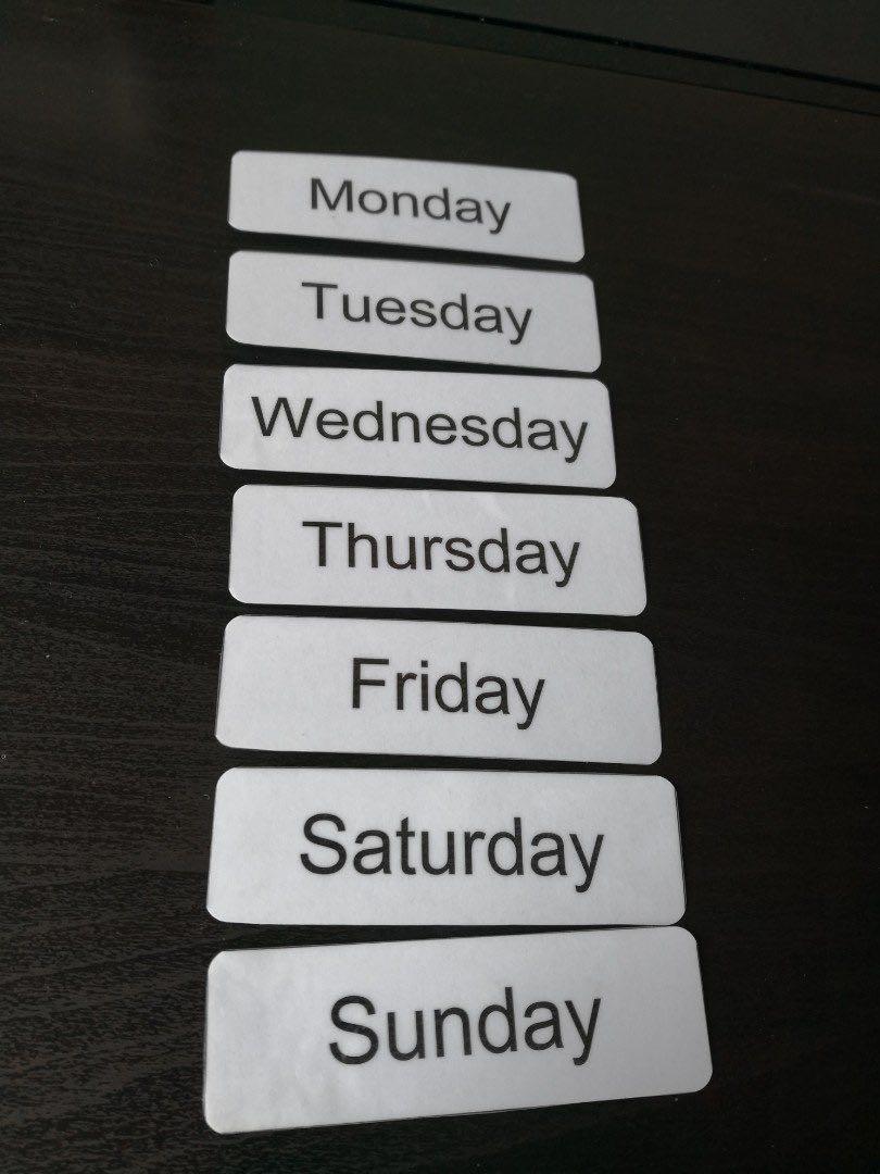 Calendar - Days of the week and Date: day-month-year, Hobbies & Toys ...