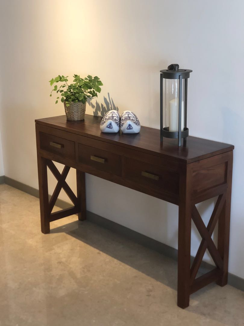 Console/ study table with drawers, Furniture, Tables & Chairs on Carousell