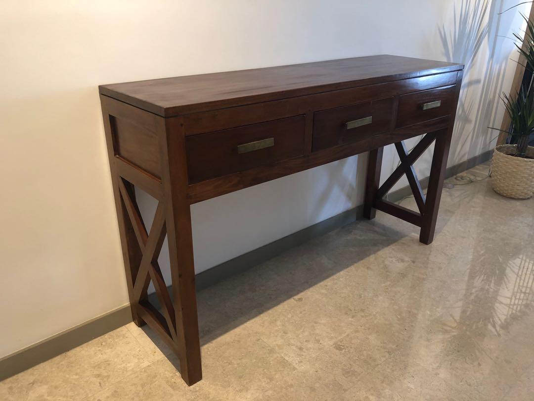Console/ study table with drawers, Furniture, Tables & Chairs on Carousell