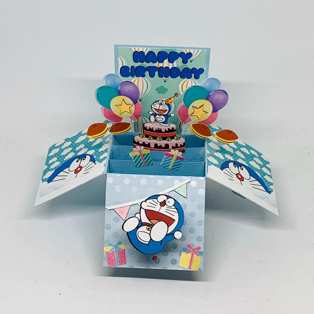 Doraemon pop up card with real popping effect, Design & Craft, Handmade ...