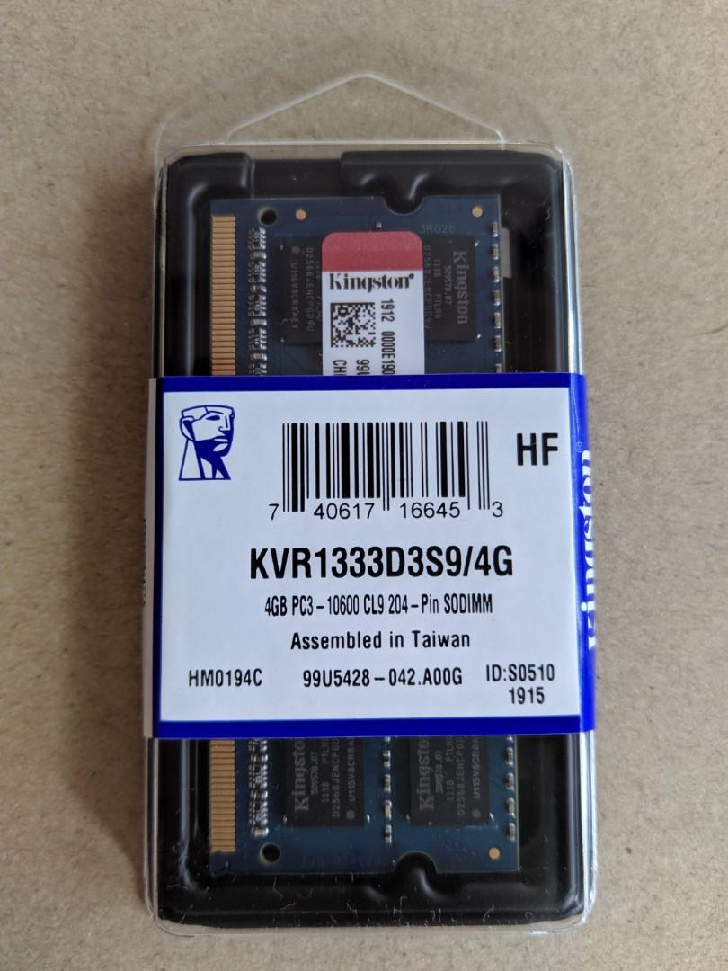 Kingston 4GB DDR3 1.5V 1333MHz Laptop RAM SODIMM, Computers & Tech ...