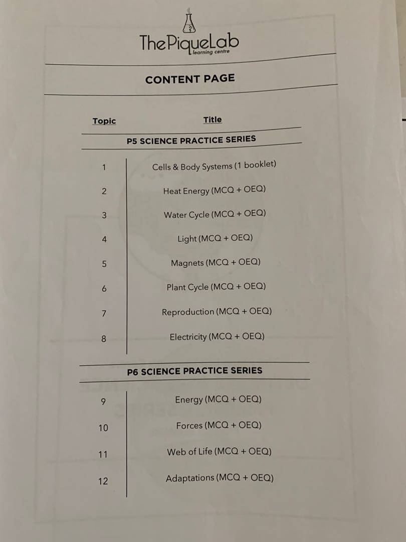 Ultimate PSLE Science Practice Series (P5 & P6 Topics) from The Pique ...
