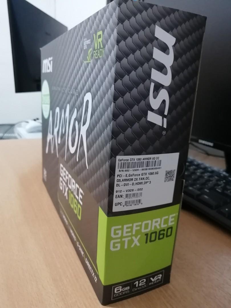 MSI Graphics Card GPU GTX1060 6G OC Edition, Computers & Tech, Parts & Accessories, Computer ...