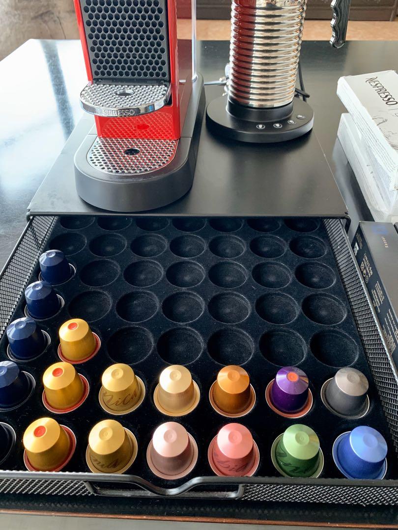 Nespresso CITIZ Cherry Red coffee machine kit with Aeroccino 4 ...