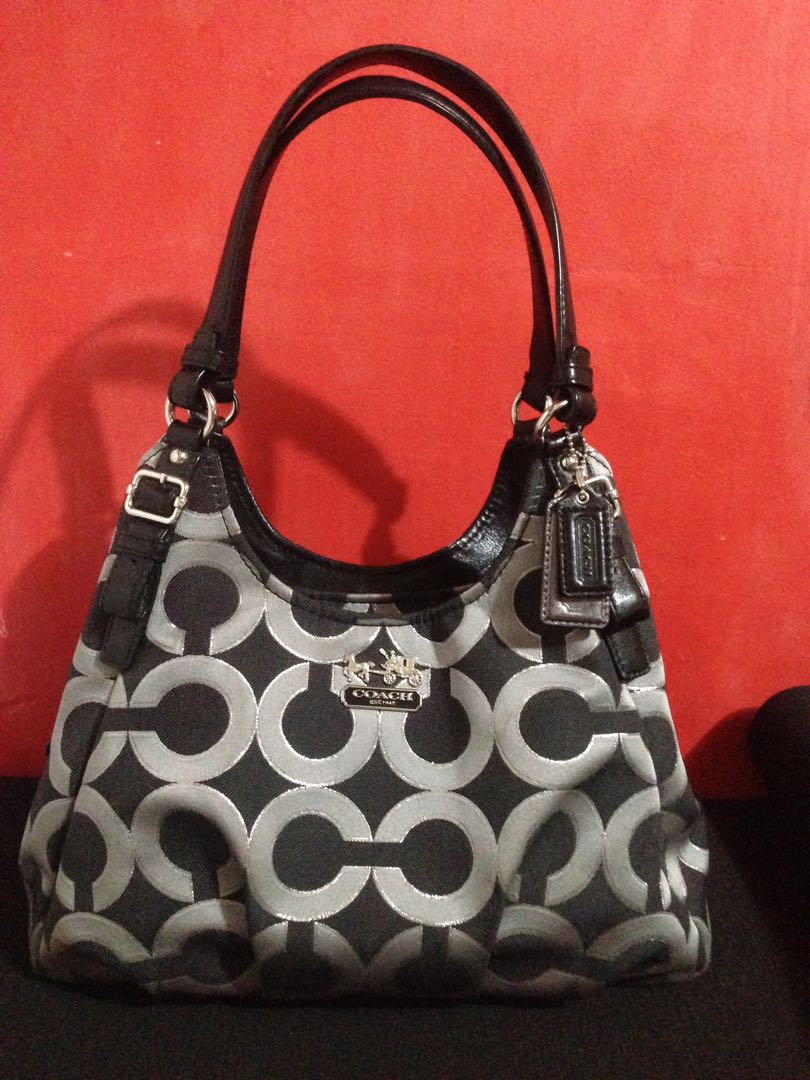 Original Coach Madison Signature Op Art Maggie Shoulder Bag, Luxury ...