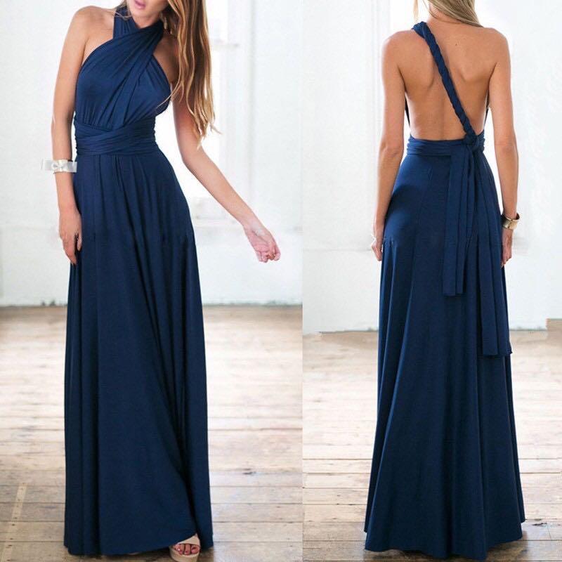 Women Multi Way Convertible Prom Dress Bridesmaid Maxi Full Length Long ...