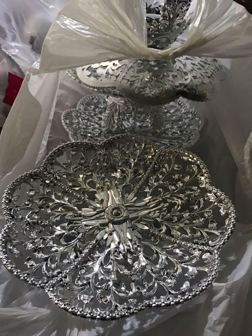 Silver Dulang Hantaran with stand, Hobbies & Toys, Stationery & Craft ...