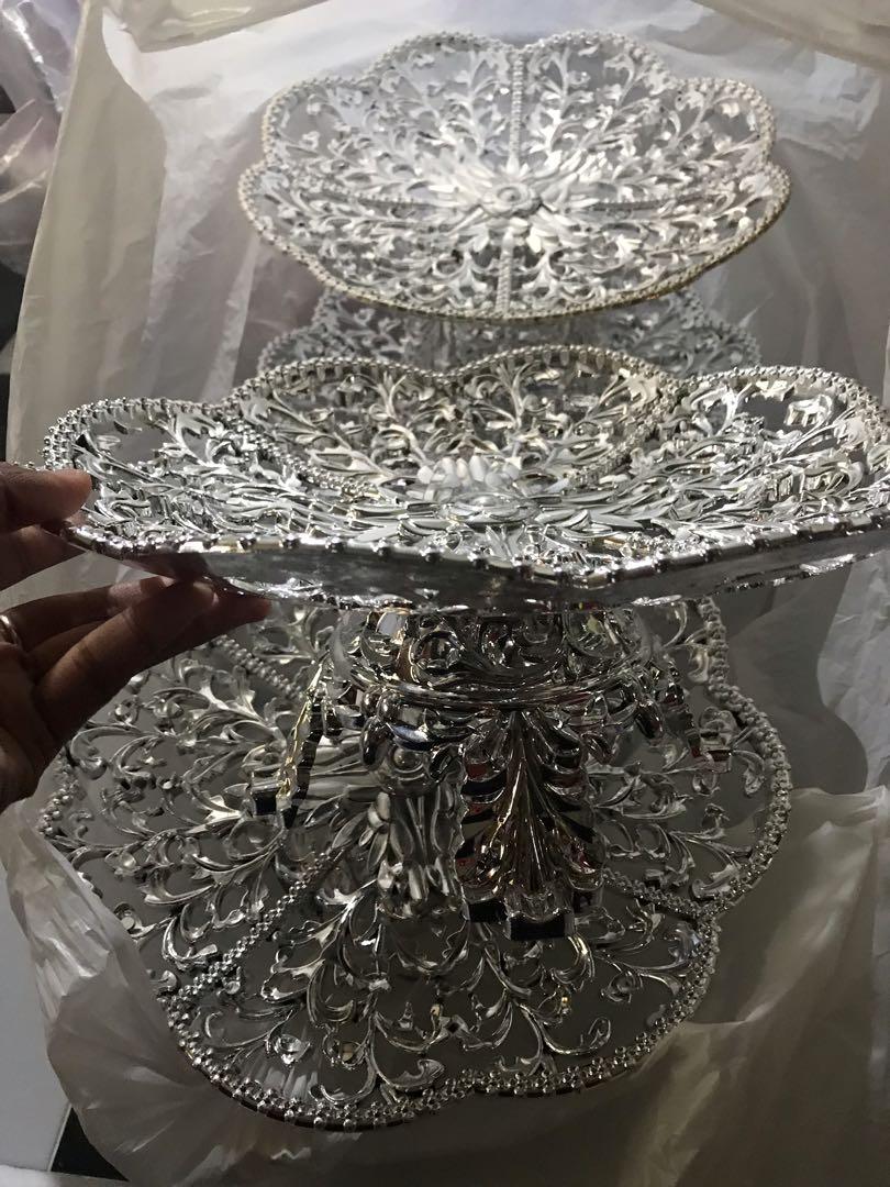 Silver Dulang Hantaran with stand, Hobbies & Toys, Stationery & Craft ...