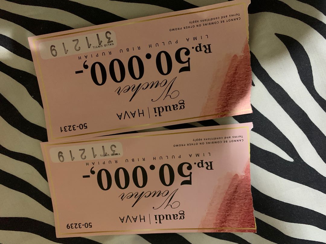 Voucher Hava dan Gaudi senilai 50 ribu 2 pcs (100 ribu) jual 50 ribu ...
