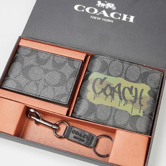 Coach Men 3in1 wallet in signature canvas with graffiti, Fesyen Pria ...